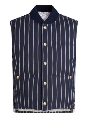 Thom Browne Striped Wool Down Vest - Midnight Blue