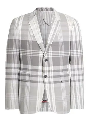 Thom Browne Checked Cotton Blazer - Light Gray