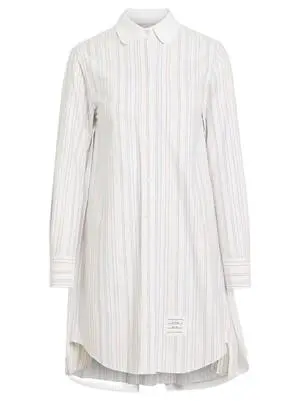 Thom Browne Layered Striped Cotton Oxford Mini Shirt Dress - White