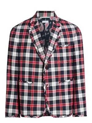 Thom Browne Checked Woolblend Twill Blazer - Red