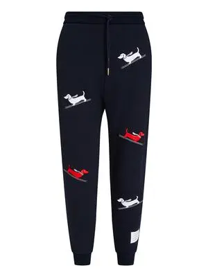 Thom Browne Embroidered French Cottonterry Sweatpants - Navy