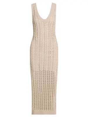 Brunello Cucinelli Sequin-embellished Open-knit Maxi Dress - Beige