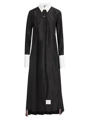 Thom Browne Pleated Silk-taffeta Maxi Shirt Dress - Black
