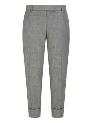 Thom Browne Cropped Grain De Poudre Wool Tapered Trousers - Gray