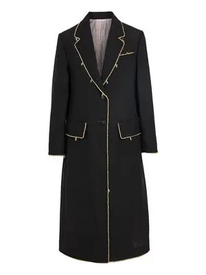 Thom Browne Grain De Poudre Wool Coat - Black