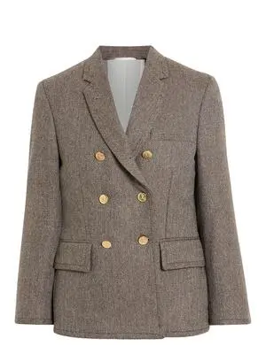 Thom Browne Double-breasted Herringbone Wool-tweed Blazer - Brown