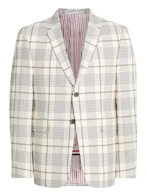 Thom Browne Checked Wooltweed Blazer - Light Gray