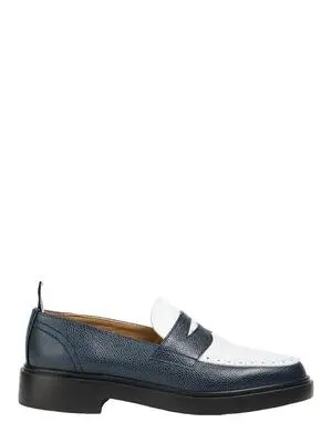 Thom Browne Two-tone Pebbled-leather Penny Loafers - Navy