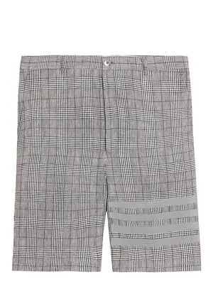 Thom Browne Prince Of Wales Checked Linentweed Shorts - Black