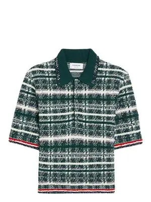 Thom Browne Checked Woolblend Polo Sweater - Forest Green