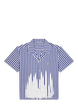 BODE Calliope Camp-collar Embroidered Striped Cotton-poplin Shirt - Blue