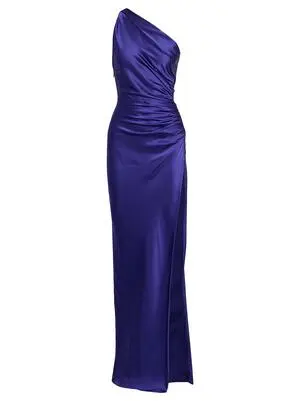 Michelle Mason One-shoulder Draped Silk-satin Gown - Purple