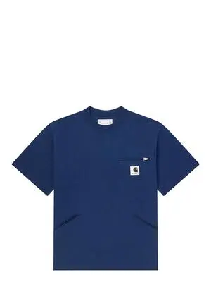 Sacai Carhartt Wip Logo-appliquéd Cotton-jersey T-shirt - Blue
