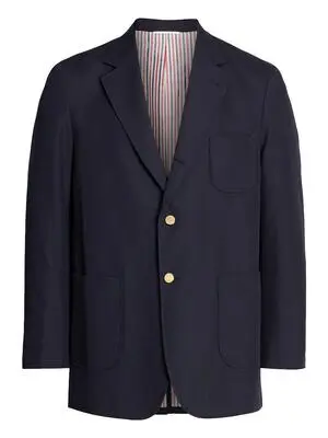 Thom Browne Grain De Poudre Wool Blazer - Navy