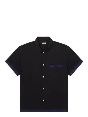 BODE Heart Deco Appliquéd Two-tone Cotton Shirt - Black