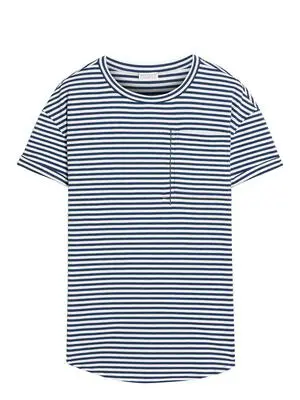 Brunello Cucinelli Striped Cotton-jersey T-shirt With Bead Embellishments - Navy