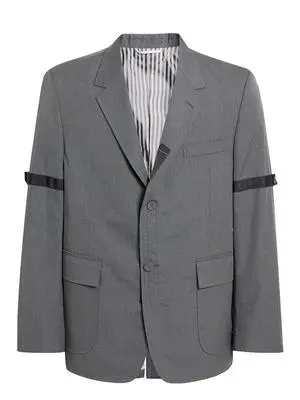 Thom Browne Grosgraintrimmed Woven Blazer - Gray