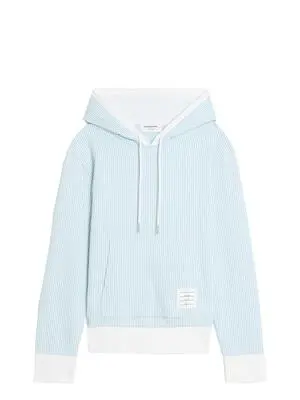Thom Browne Striped Cotton-seersucker Hoodie - Sky Blue