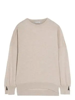 Brunello Cucinelli Cashmere And Silk-blend Sweater - Beige