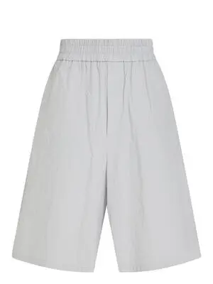 JIL SANDER Crinkled Cotton Shorts - Light Gray