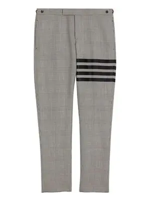 Thom Browne Striped Prince Of Wales Checked Wool-tweed Pants - Black