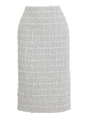 Thom Browne Wool-blend Tweed Midi Pencil Skirt - Light Gray