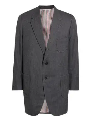 Thom Browne Herringbone Wool Blazer - Anthracite