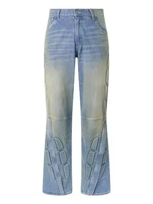 SATOSHI NAKAMOTO Enduro Straight-leg Padded Jeans - Blue