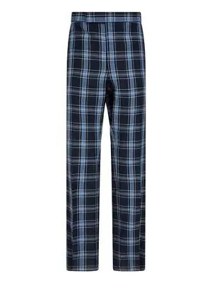 Thom Browne Checked Wool And Linen-blend Suit Pants - Midnight Blue