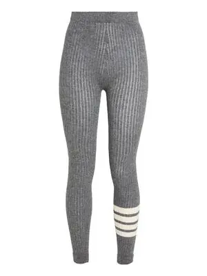 THOM BROWNE Striped Ribbed Woolblend Leggings