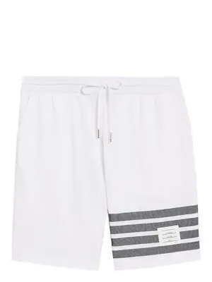 Thom Browne Striped Cotton-piqué Drawstring Shorts - White