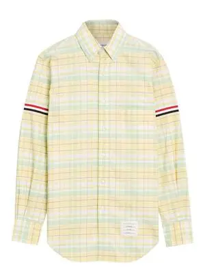 Thom Browne Checked Cotton Oxford Shirt - Pastel Yellow