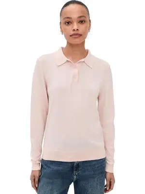 Enza Costa Silk Knit Polo - Pale Pink