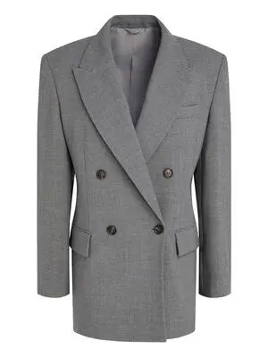 Brunello Cucinelli Double-breasted Wool Blazer - Gray
