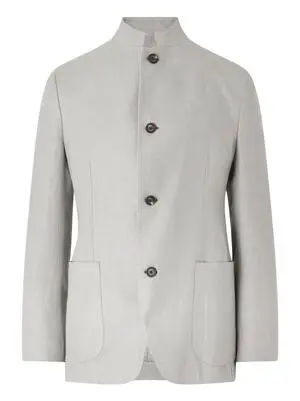 Eleventy Slim-fit Linen Blazer - Green