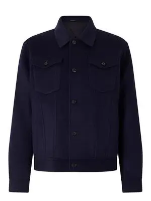 Mr P. Double-faced Wool And Cashmere-blend Trucker Jacket - Blue