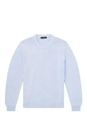 SLOWEAR Slim-fit Cotton Crewneck Sweater - Blue