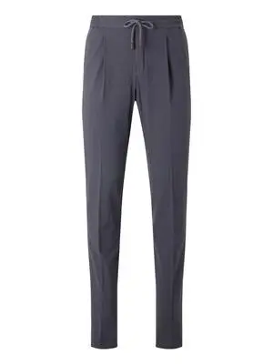 SLOWEAR Tapered Cotton-blend Seersucker Trousers - Gray