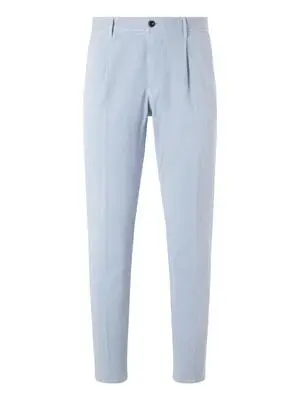SLOWEAR Tapered Pleated Cotton-blend Gabardine Trousers - Blue