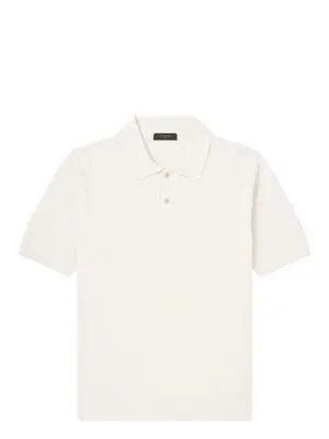 SLOWEAR Slim-fit Cotton-blend Terry Polo Shirt - Neutrals