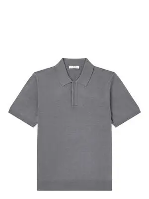 Mr P. Silk And Cotton-blend Polo Shirt - Gray