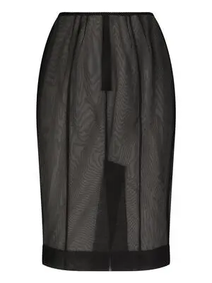 Dolce & Gabbana Marquisette Midi Pencil Skirt - Black