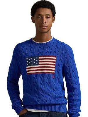 Ralph Lauren Cable-Knit Flag Sweater Sapphire Star