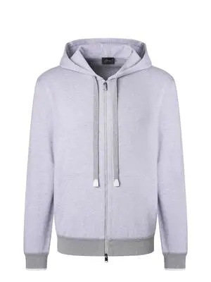 Brioni Cotton-blend Zip-up Hoodie - Grey