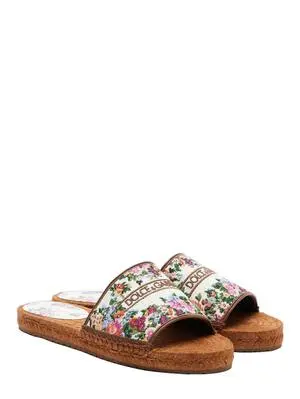 Dolce & Gabbana Floral Espadrille Slides - White