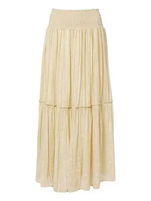 XU ZHI Gathered Striped Silk-blend Maxi Skirt - Gold