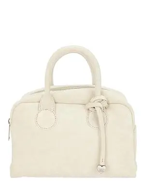 MARGESHERWOOD Soft Bowling Top Handle Bag - Soy Milk Suede