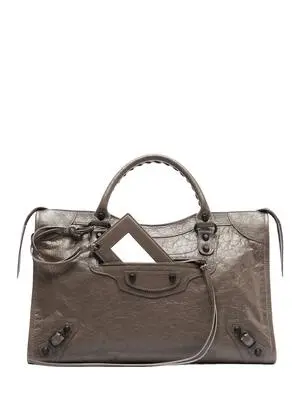 Balenciaga Le City Medium Leather Tote Bag - Grey