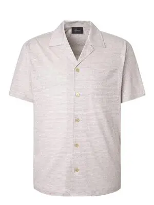 Brioni Striped Linen And Cotton Shirt - Beige