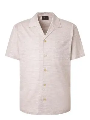Brioni Striped Linen And Cotton Shirt - Beige